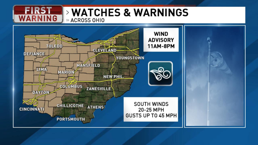 Central Ohio under Wind Advisory Thursday, stormy weather expected | WSYX