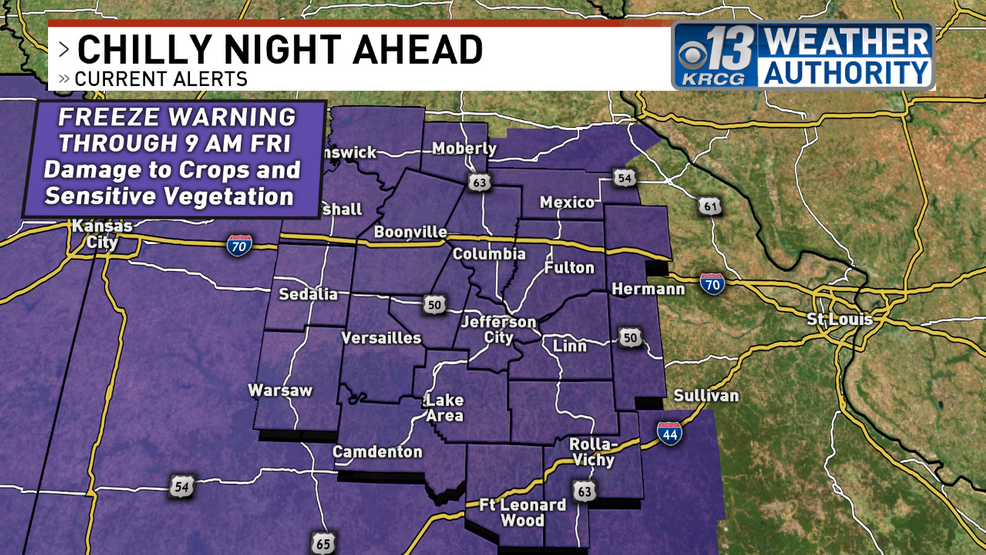 Freeze warning issued for mid-Missouri | KRCG