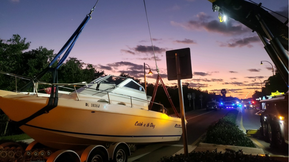 Portion of Ocean Boulevard temporarily blocked after boat falls off ...