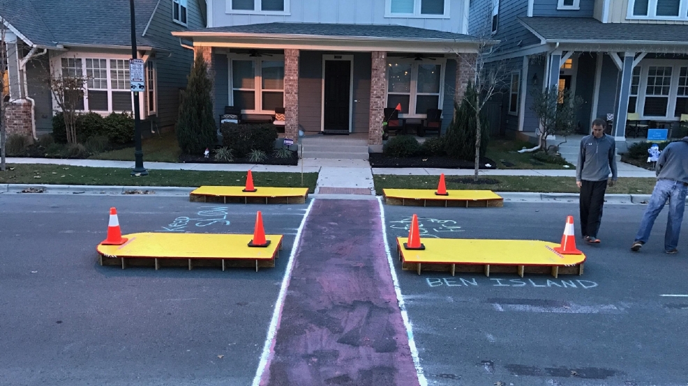 Temporary homemade crosswalk calls attention to speed in neighborhood ...